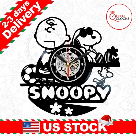 QueenClocks | Wall Decor | Snoopy Vinyl Clock Charlie Brown Wall Decor ...